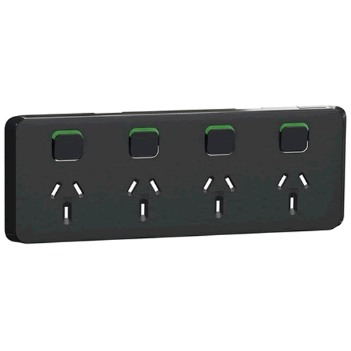 Clipsal Iconic Quad Powerpoint 10A Skin Black - 3015/4CXB – PCA ...