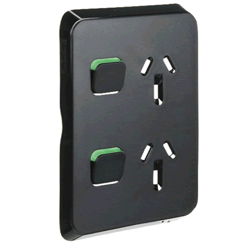 Clipsal Iconic Double Powerpoint Vertical Skin Black - 3025VCXB – PCA ...