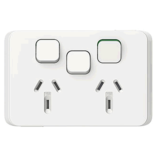 Clipsal Iconic Double Powerpoint Extra Switch 10A - 3025XAVW – PCA ...
