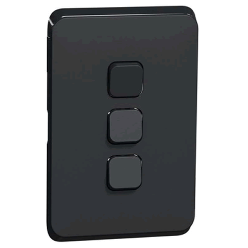Clipsal Iconic Switch Skin 3G Black - 3043CXB – PCA Electrical Supplies