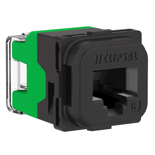 Clipsal Iconic Mechanism CAT6 Data Connector RJ45 Black - 40RJ45SMA6CB ...