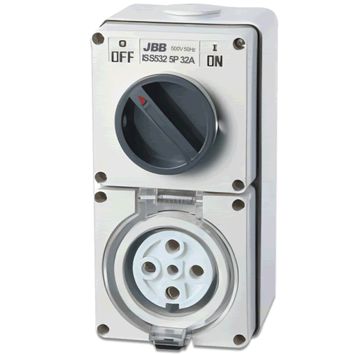 JBB Round 5 Pin 500V Switched Socket IP66 - 10A/ 20A/ 32A/ 40A/ 50A ...