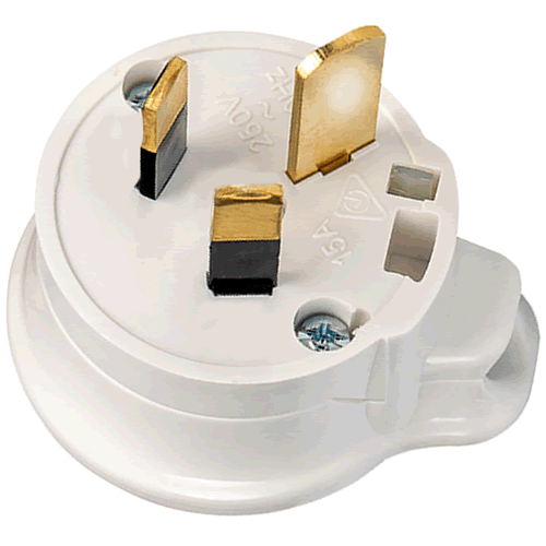 3 Pin 15A Side Entry Plug White - PT15S – PCA Electrical Supplies