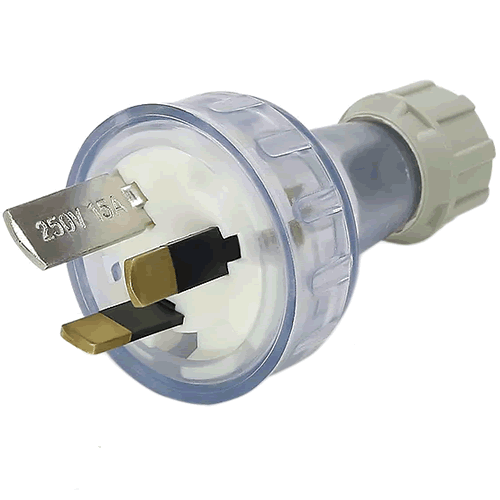 3 Pin 15A Male Plug Clear - PT15 – PCA Electrical Supplies