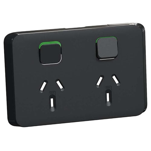 Clipsal Iconic Double Powerpoint Skin Black - 3025CXB – PCA Electrical ...