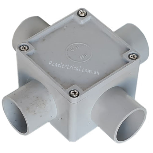 32mm 4 Way Square Junction Box - JS324 – PCA Electrical Supplies