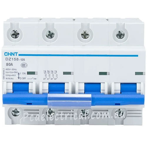 CHINT MCB 3P 80A 6kA 415V C-Curve - DZ158-125C80/3 – PCA Electrical ...
