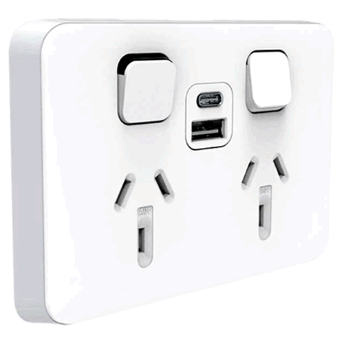 Clipsal Iconic Double Powerpoint USB A+C Type - 3025USBACVW – PCA ...