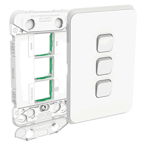 Clipsal Iconic Switch Grid Skin 3G Vivid White - 3043VHVW – PCA ...