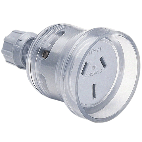 Clipsal 3 Pin 15A Cord Extension Socket With Safety Shield - 438S15-TR ...
