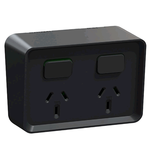 Clipsal Iconic Outdoor Double Powerpoint 10A Black - O3025BK – PCA ...