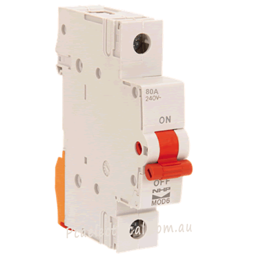 NHP MS 1P 80A Main Switch - MOD6MS180 – PCA Electrical Supplies