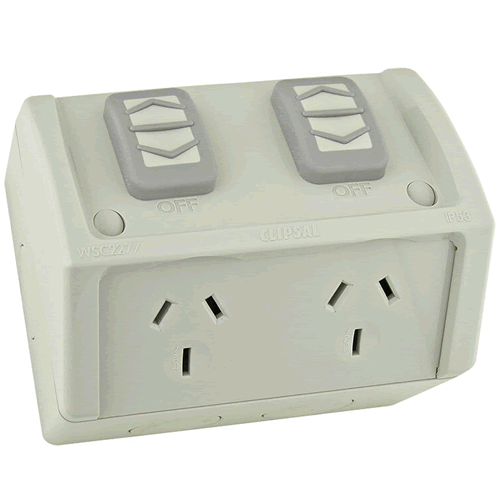 Clipsal Weatherproof Double Powerpoint 10A IP53 - WSC227/2 – PCA ...